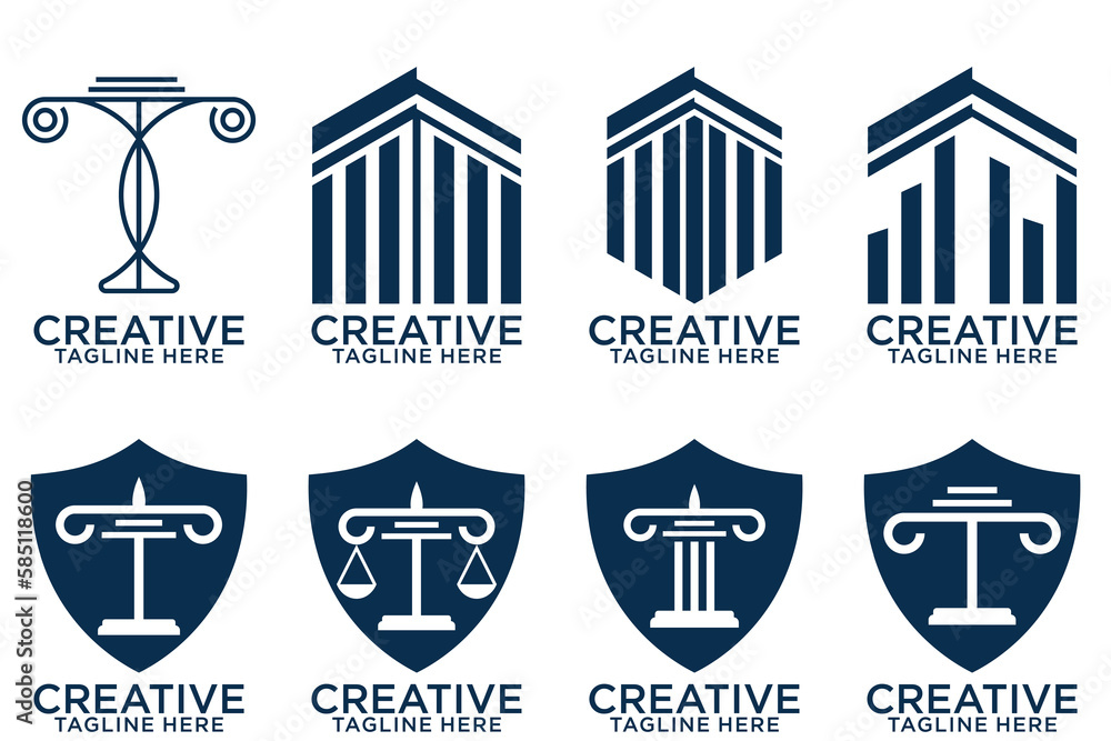 Law firm logo set. Law office logotypes set with scales of justice ...