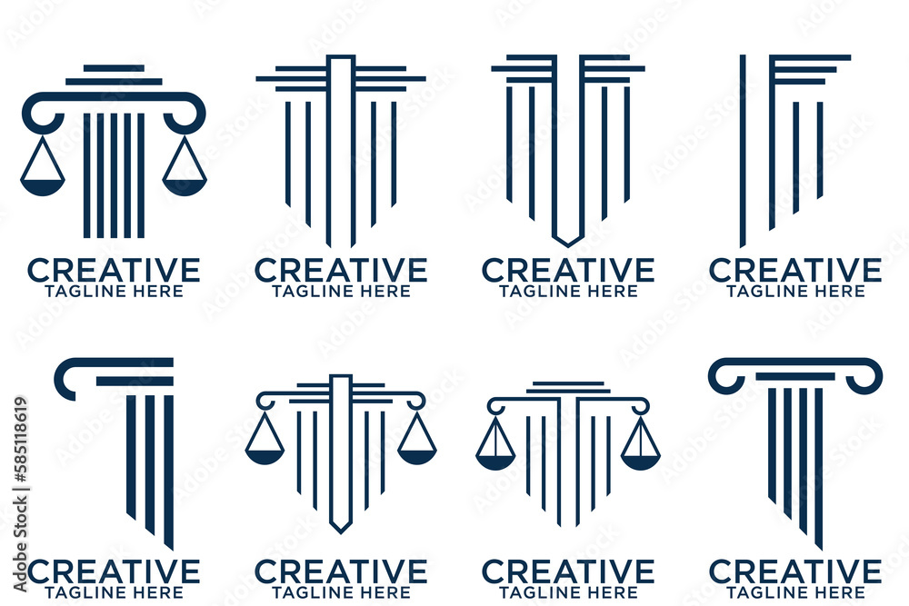 Law firm logo set. Law office logotypes set with scales of justice ...