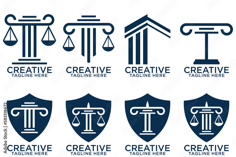 Law firm logo set. Law office logotypes set with scales of justice ...