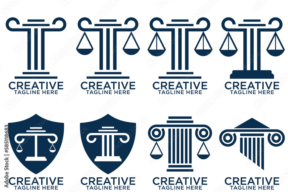Law firm logo set. Law office logotypes set with scales of justice ...