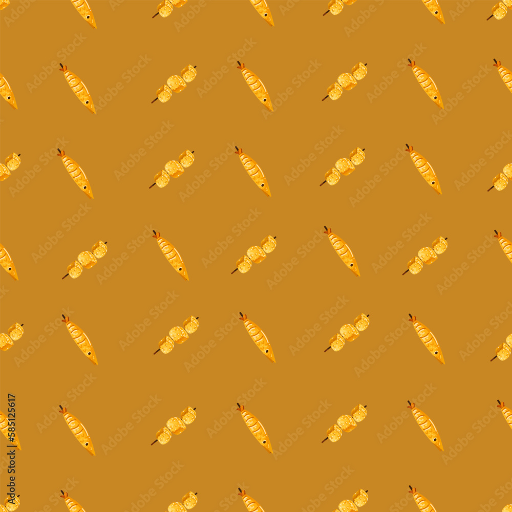Chinese food seamless pattern. Hand drawn different types of asian food ...