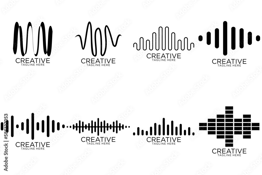 Sound waves set. Modern sound equalizer. Radio wave icons. Volume level ...