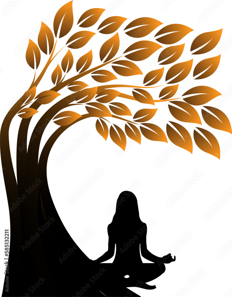 woman tree and earth. tree of life logo design, Yoga meditation with ...