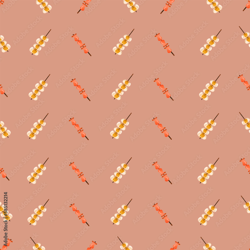 Chinese food seamless pattern. Hand drawn different types of asian food ...
