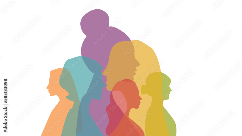 Silhouette group of women. Communication and friendship between women ...