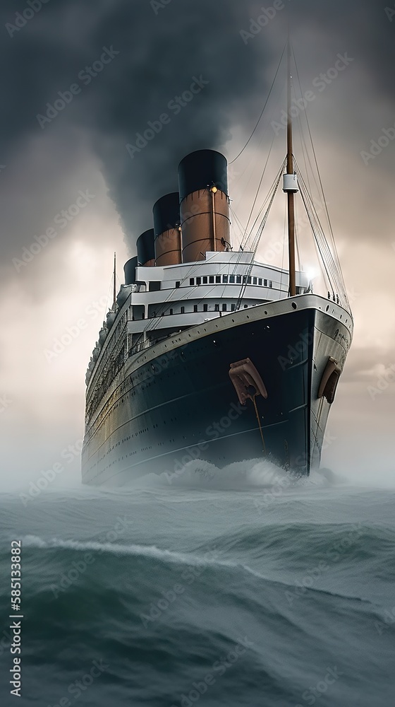 Titanic illustration, seen from the front Stock Illustration | Adobe Stock