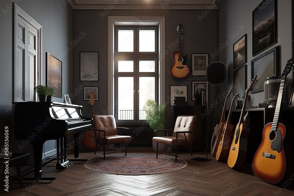 Music Room: Capture a set of images that showcase a creative, inspiring ...