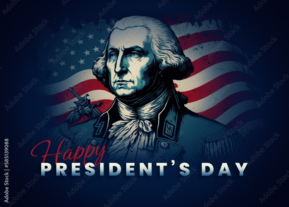 Colorful illustration of President's Day and greeting message. Holiday ...