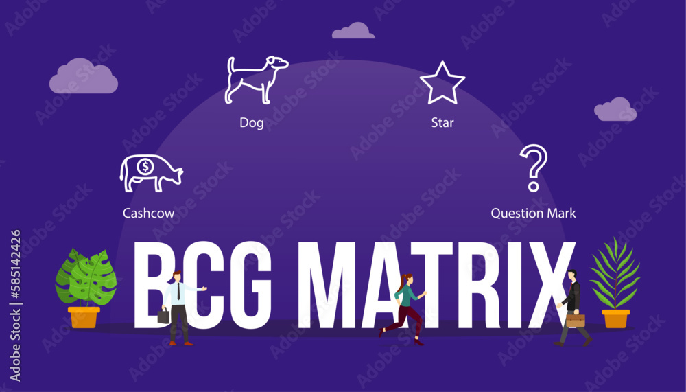bcg matrix model business product concept with big word text and people ...