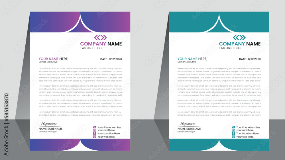 Letterhead Vector Design Layout, A4 Design size, gradient and fill ...