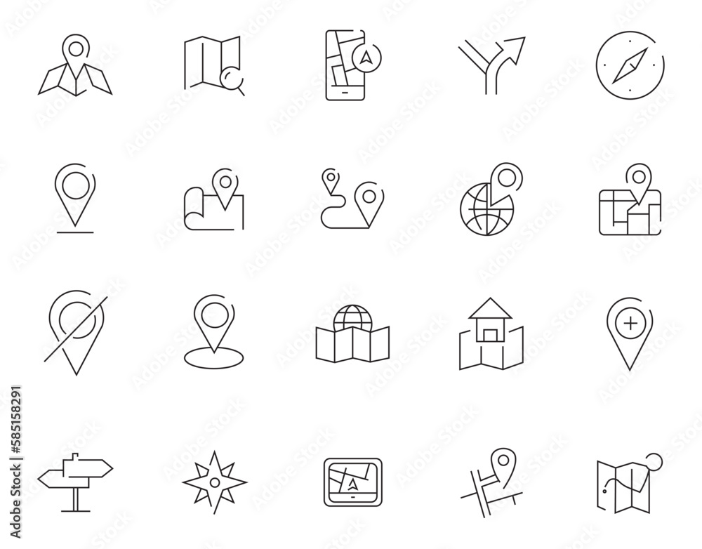 Location icon set. Containing map, map pin, gps, destination ...