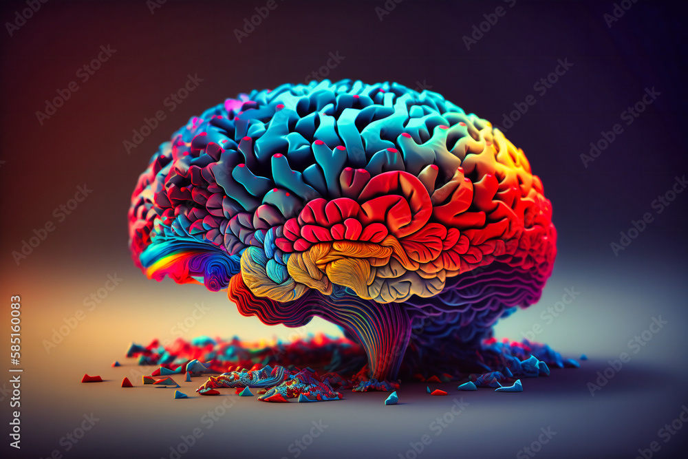 Multicolored brains merging, symbolizing diverse ideas and innovative ...