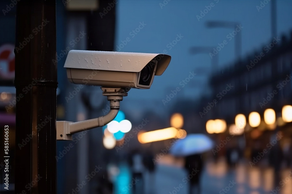 Security camera on modern building. Professional surveillance cameras ...