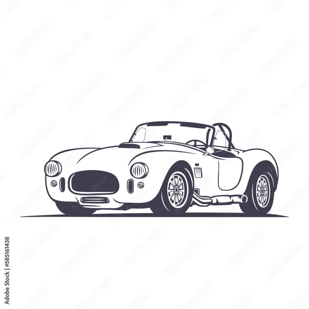 Shelby Cobra Car Design Template. Classic Vintage Sports Car. Vector ...