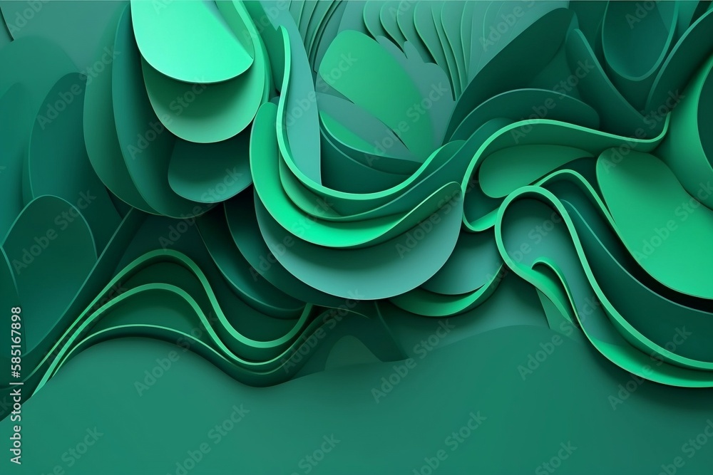 Paper cut shapes of 3D abstract green background. generative AI ...