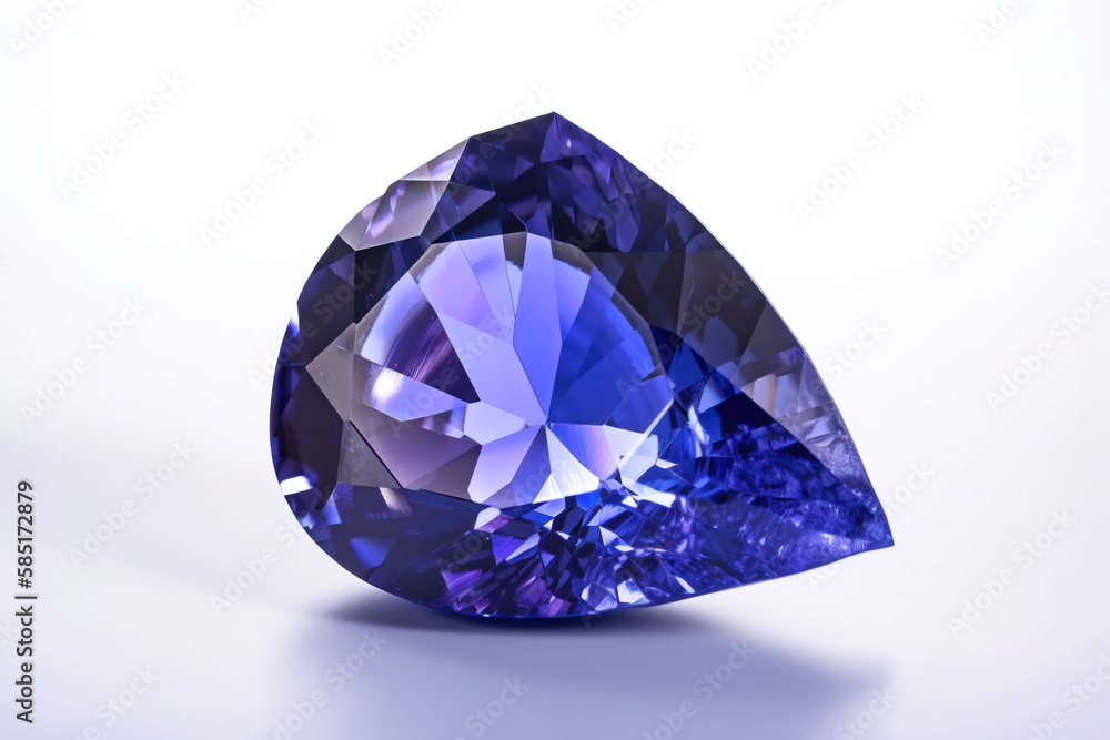 Tanzanite is a rare precious natural geological stone on a white ...