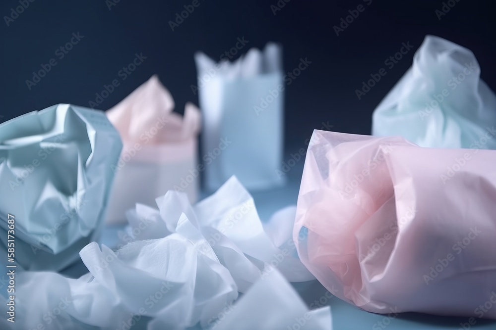 a group of tissue paper sitting on top of a table next to each other on ...