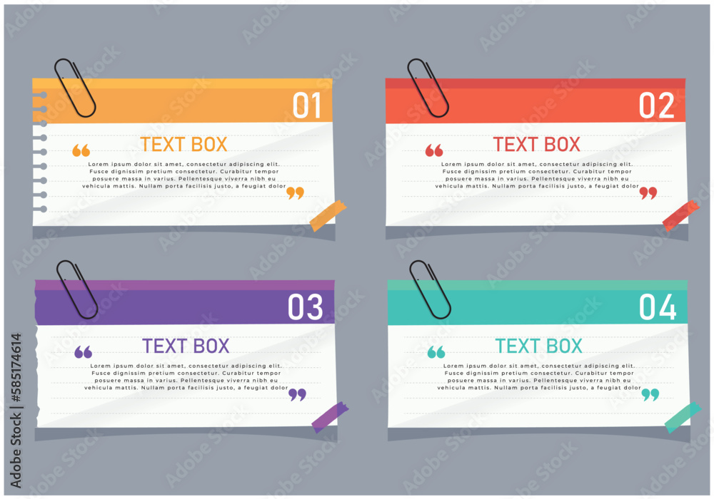 Text box design with note papers infographic Premium Vector .eps Stock ...