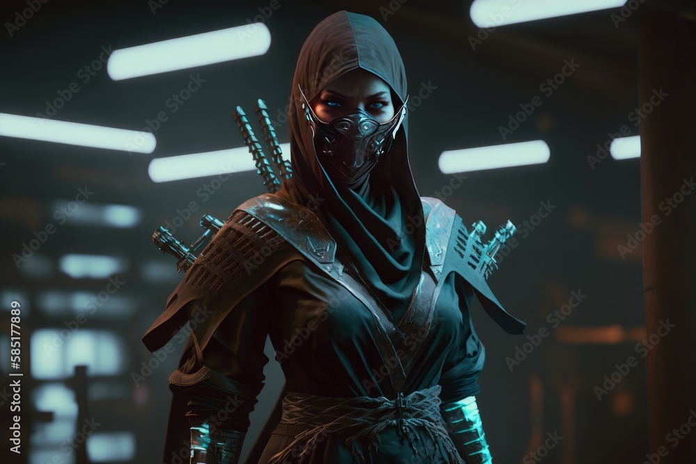 The Ultimate Futuristic Halloween Ninja Girl: Ultra Realistic 8K High ...