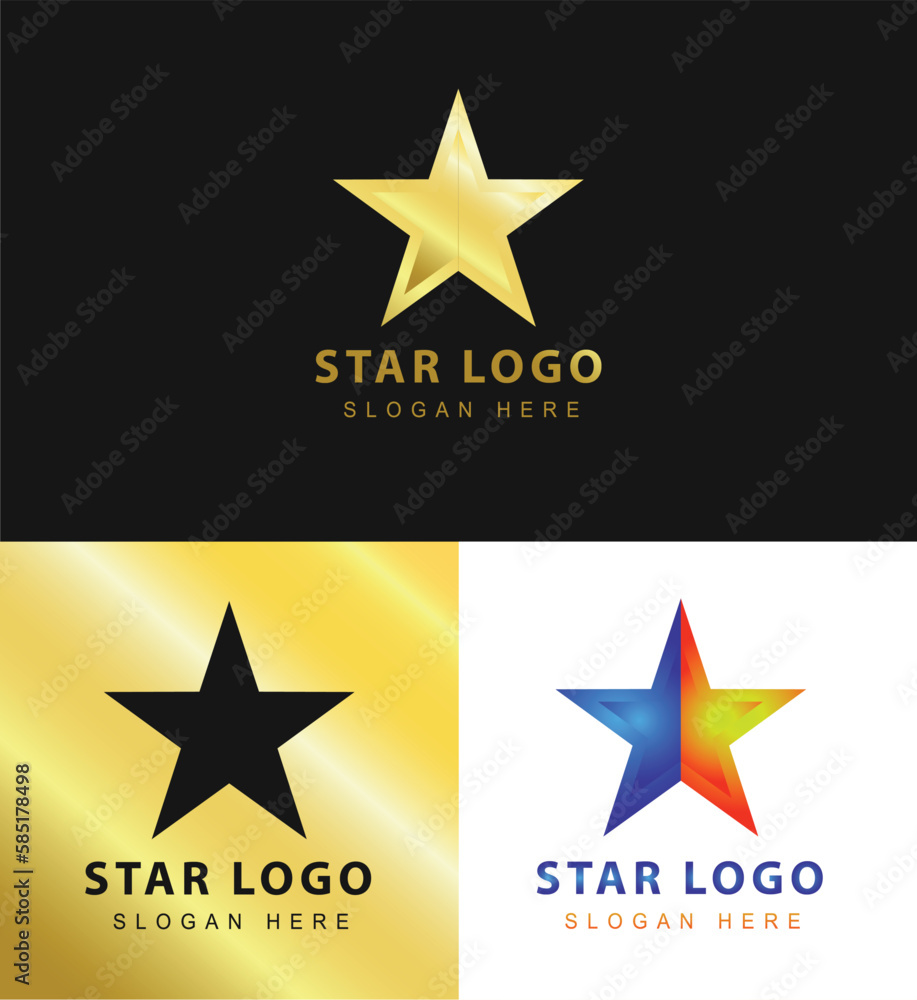 A star logo on a black and gold background,gold star, blue star, flat ...