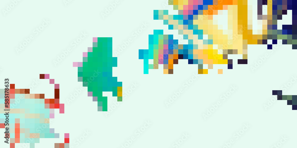 Abstract colorful pixel background. Pixels textured banner. Old video games style. Psychedelic ...