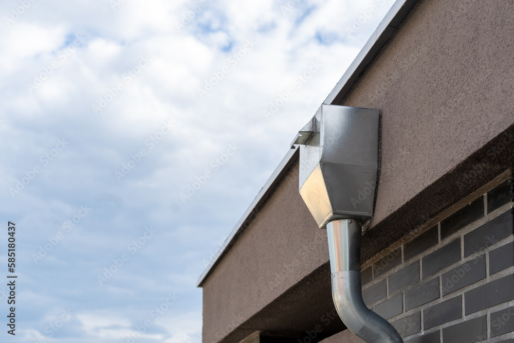 element of roof rain gutter pipe system outdoors Stock Photo | Adobe Stock