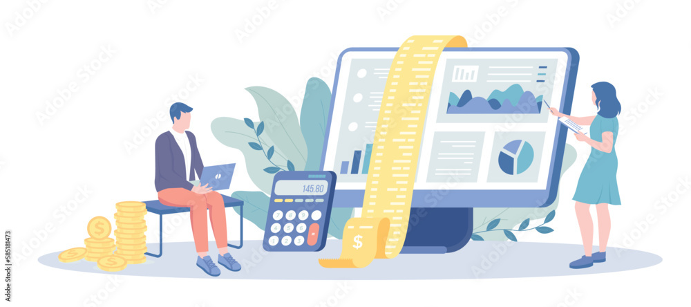 Accounting, Bookkeeping, Calculation of financial income and expenses ...