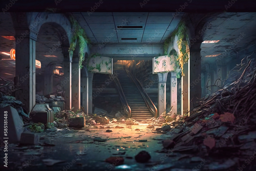 Once a hub of activity, the basement of the abandoned shopping mall now ...