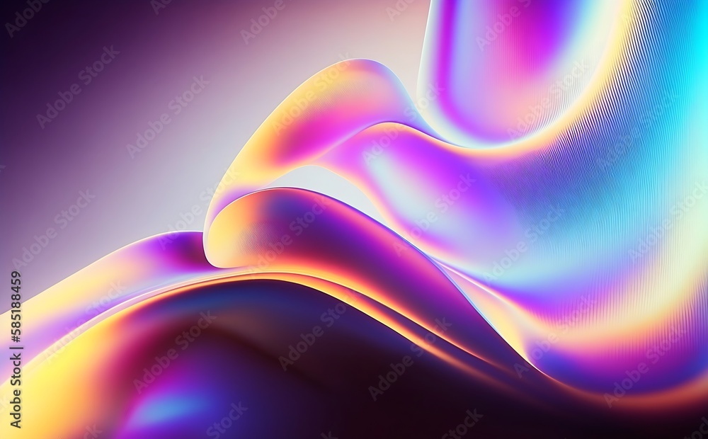 Abstract grainy 3d render holographic iridescent wave in motion ...