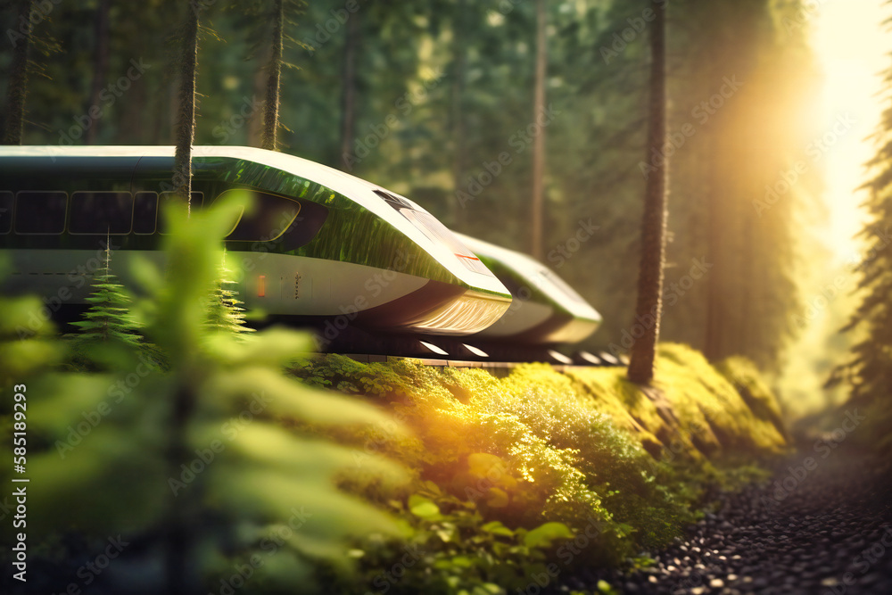 Maglev trains effortlessly levitating on magnetic tracks, providing ...