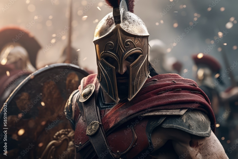 Spartan King Leonidas I and his warriors at Thermopylae. Generative AI ...