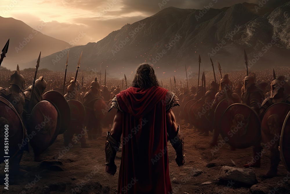 Spartan King Leonidas I and his warriors at Thermopylae Stock ...