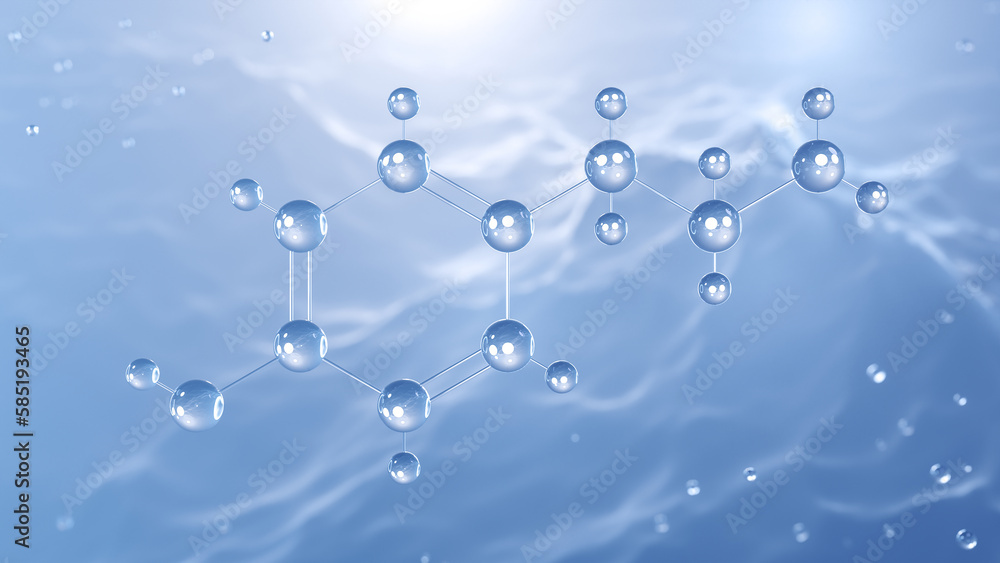 tyramine, molecular structure, 3d model molecule, trace amine ...