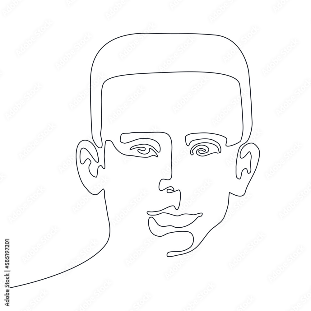 Face man line art minimalist logo. Line sketch of man face. Abstract ...