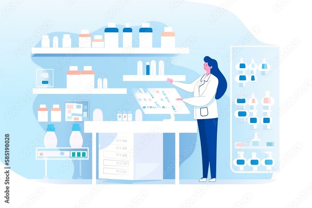 Stockillustratie Drug inspection experts inspect, verify, and determine ...