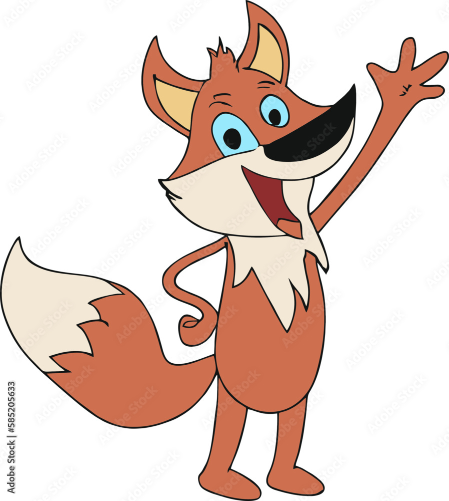 Waving Hello with a Playful and Charming Cartoon Fox: Bringing Joy and ...