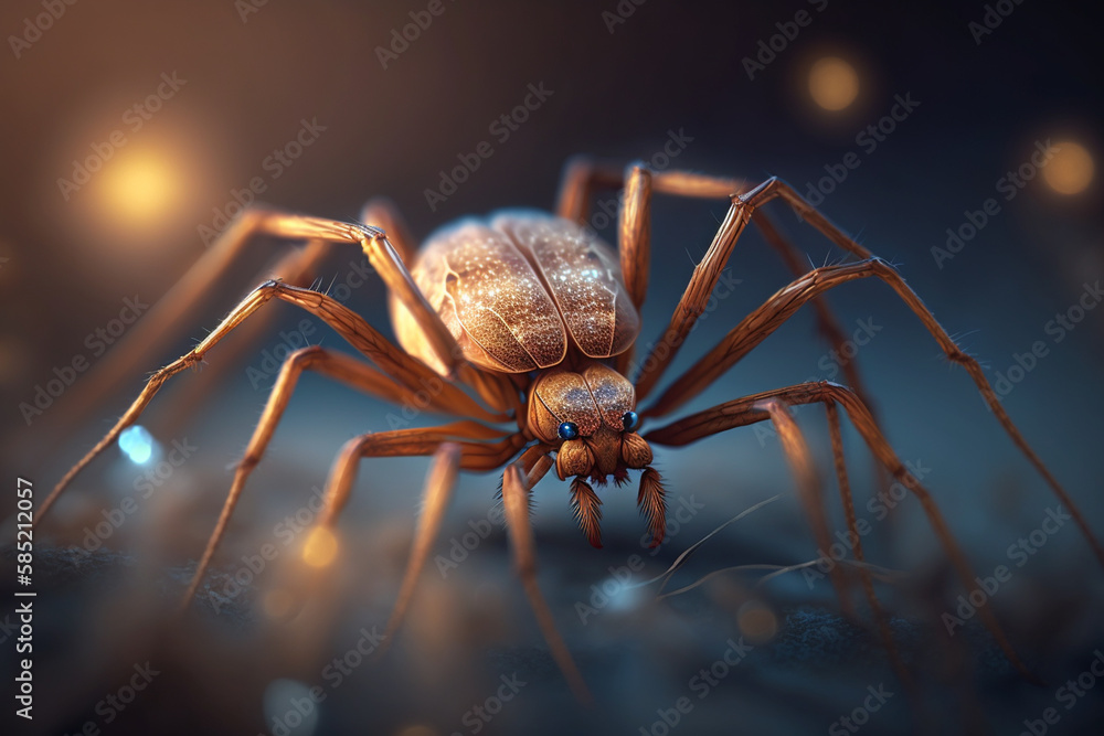 Hyper-realistic Illustration of a spider-like insect resembling a brown ...
