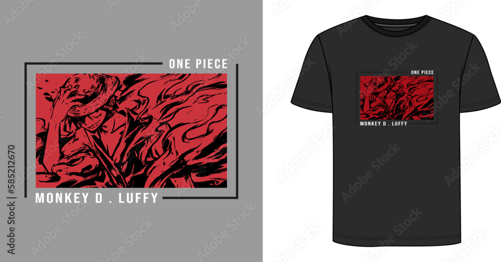 Luffy t-shirt design | one piece Stock Vector | Adobe Stock