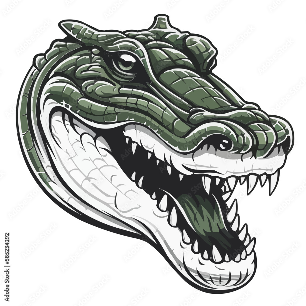 Poster Alligator head logo outline, transparent background – Wall Art ...