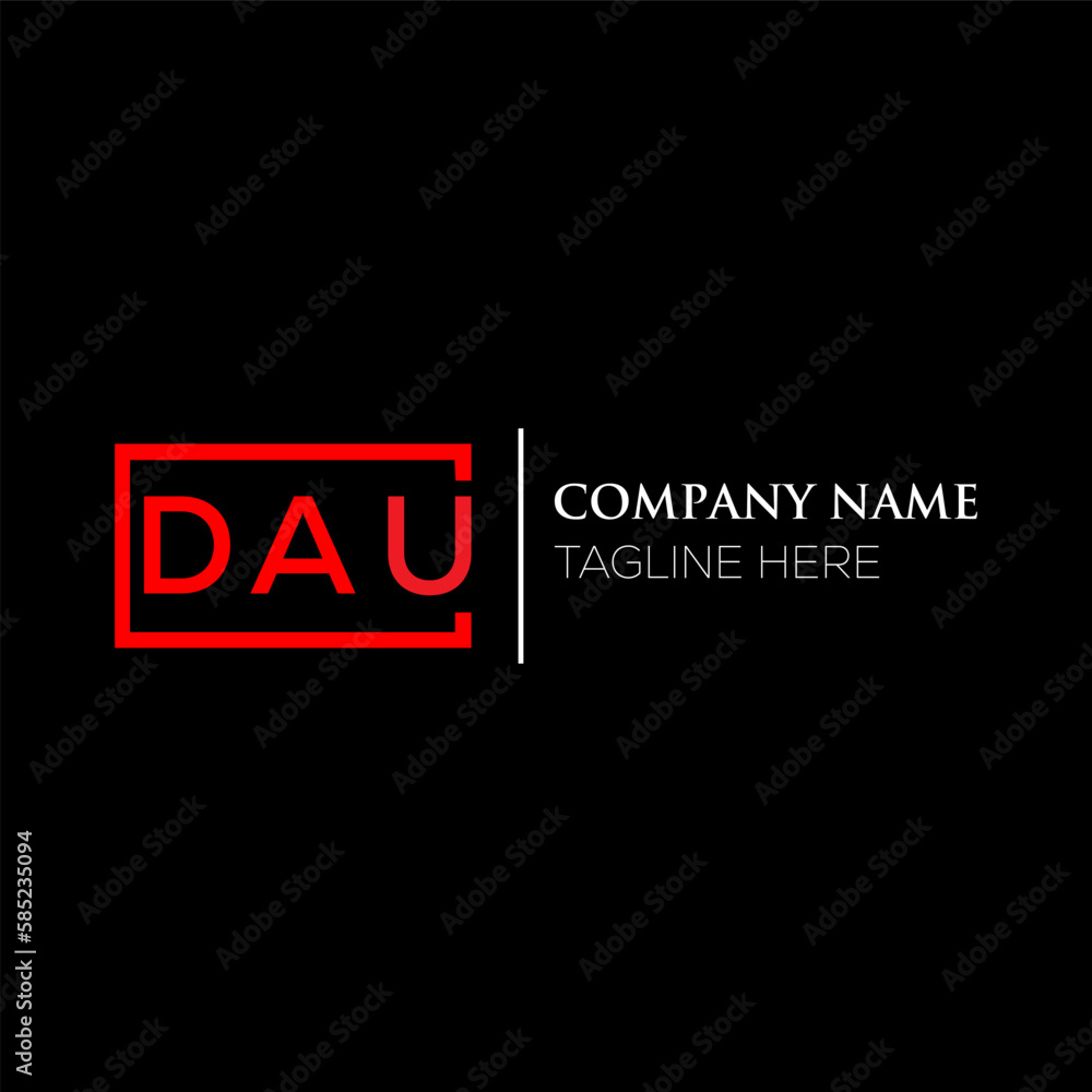 DAU letter logo design on black background. DAU creative initials ...
