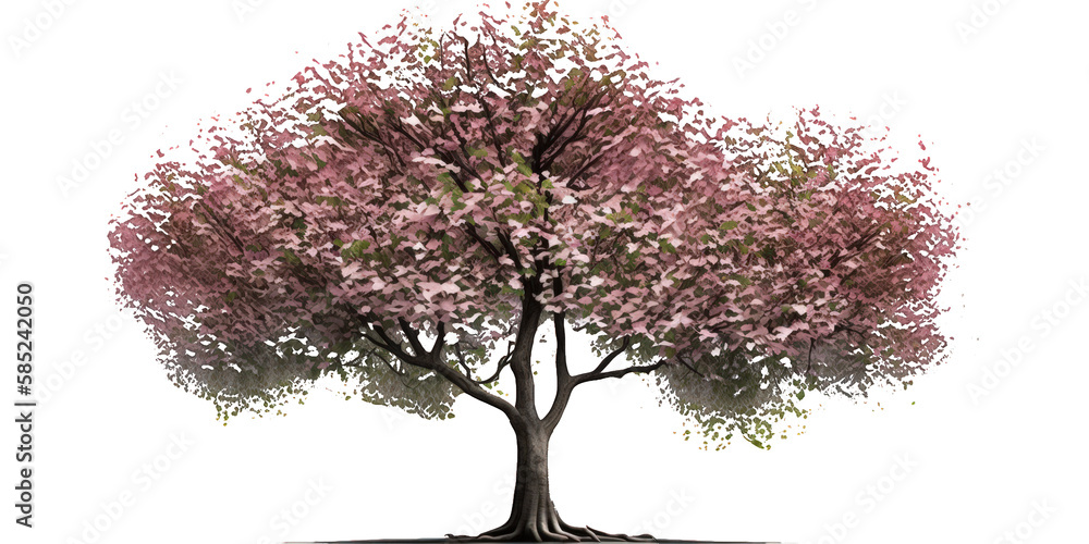 A stunning cherry tree with delicate blossoms is showcased against a ...
