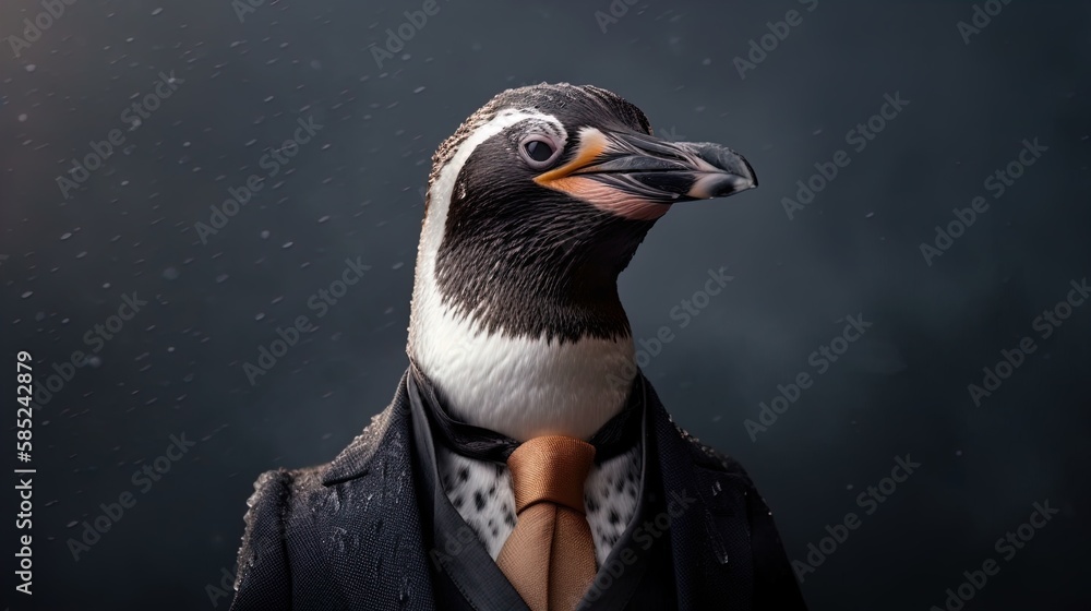 Penguin in suit: Studio Shot of a Penguin in Business clothes, Mixing ...