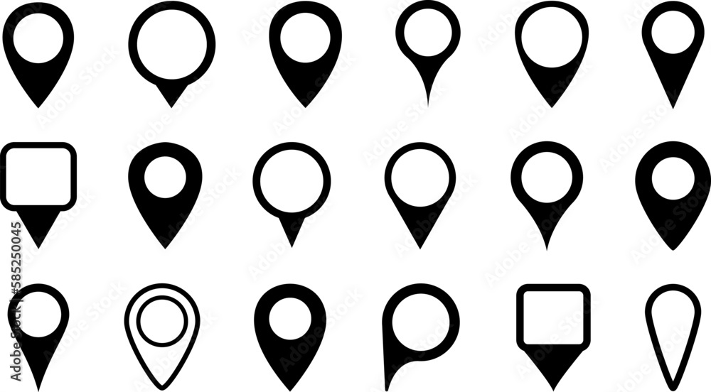 Set of map pin icons. Modern map markers. location pin sign. marker ...