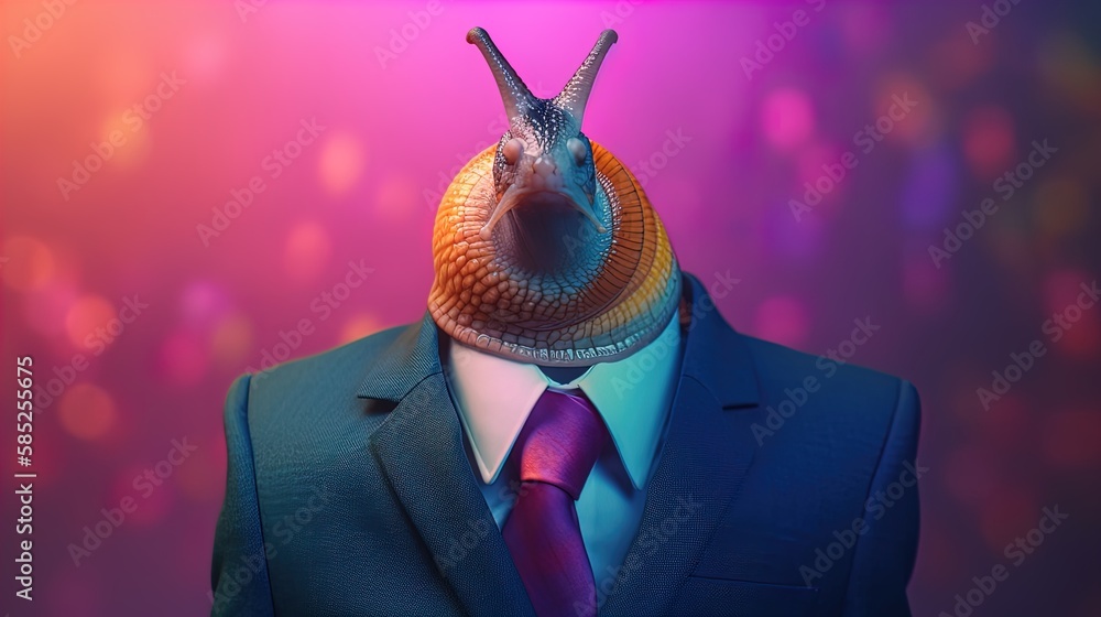 Snail in suit: Studio Shot of a Snail in Business clothes, Mixing ...
