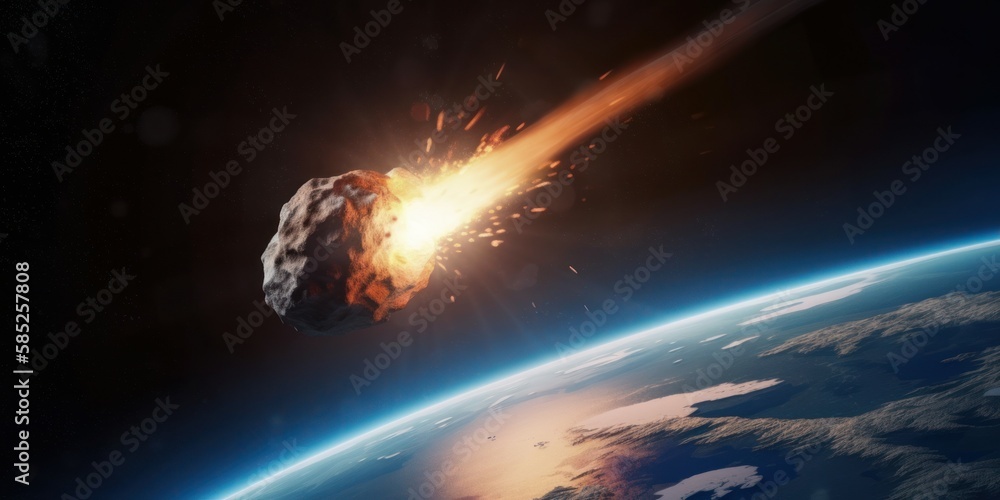 Meteor Impact On Earth - Fired Asteroid In Collision With Planet. AI generated, human enhanced ...
