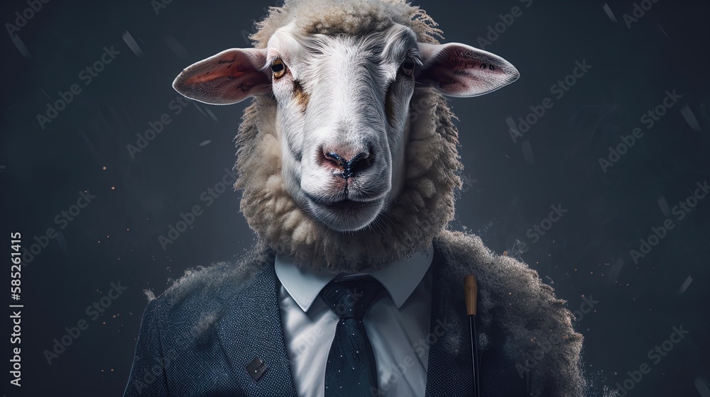 Sheep in suit: Studio Shot of a Sheep in Business clothes, Mixing ...