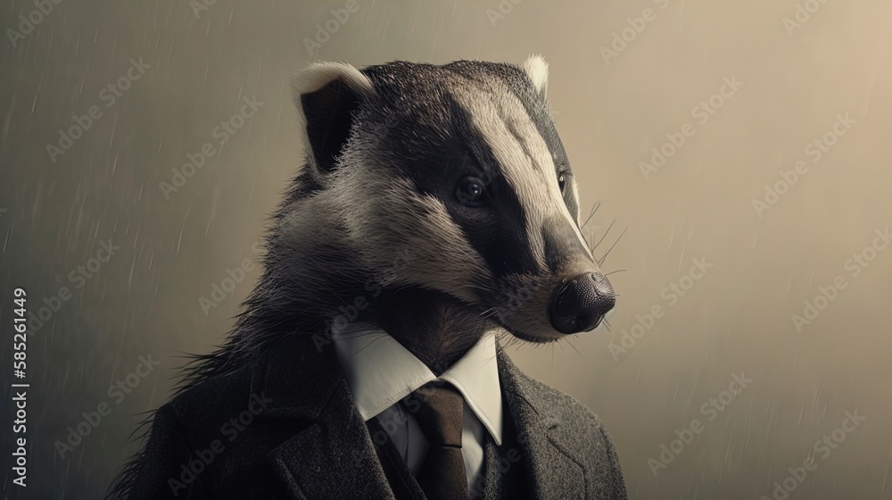 Badger in suit: Studio Shot of a Badger in Business clothes, Mixing ...