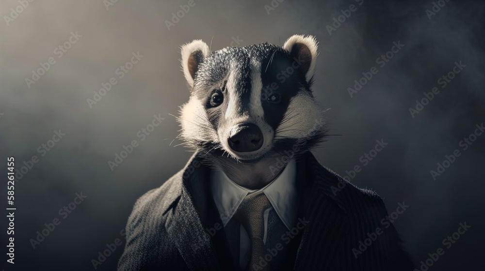 Badger in suit: Studio Shot of a Badger in Business clothes, Mixing ...