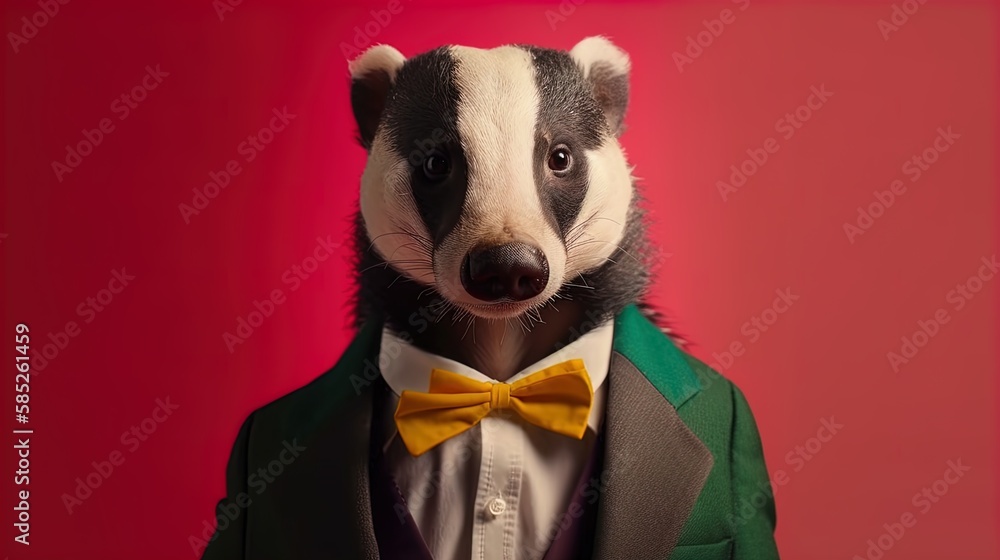 Badger in suit: Studio Shot of a Badger in Business clothes, Mixing ...