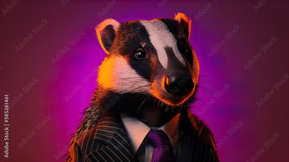 Badger in suit: Studio Shot of a Badger in Business clothes, Mixing ...
